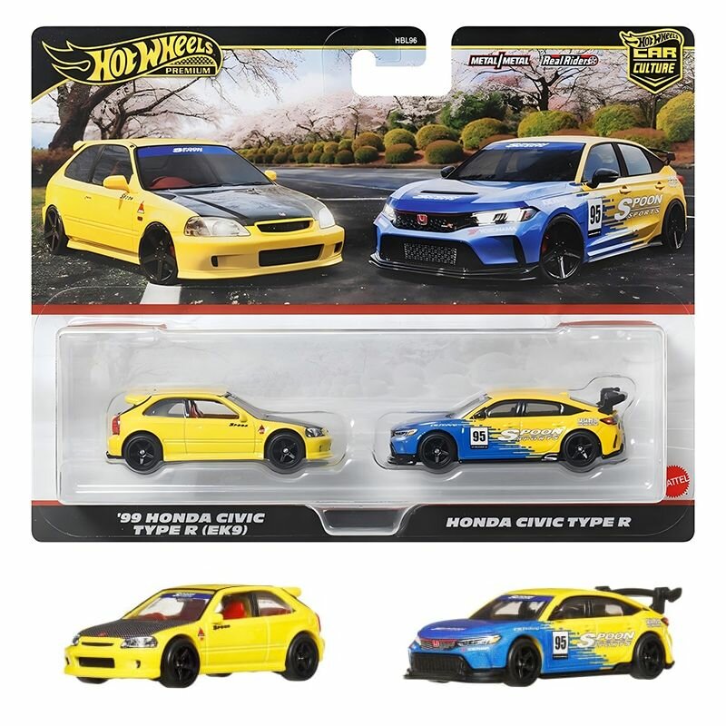 Машинка Mattel Hot Wheels Premium Car Culture 2-Pack HBL96- 99 Honda Civic Type R (EK9) & Honda Civic Type R