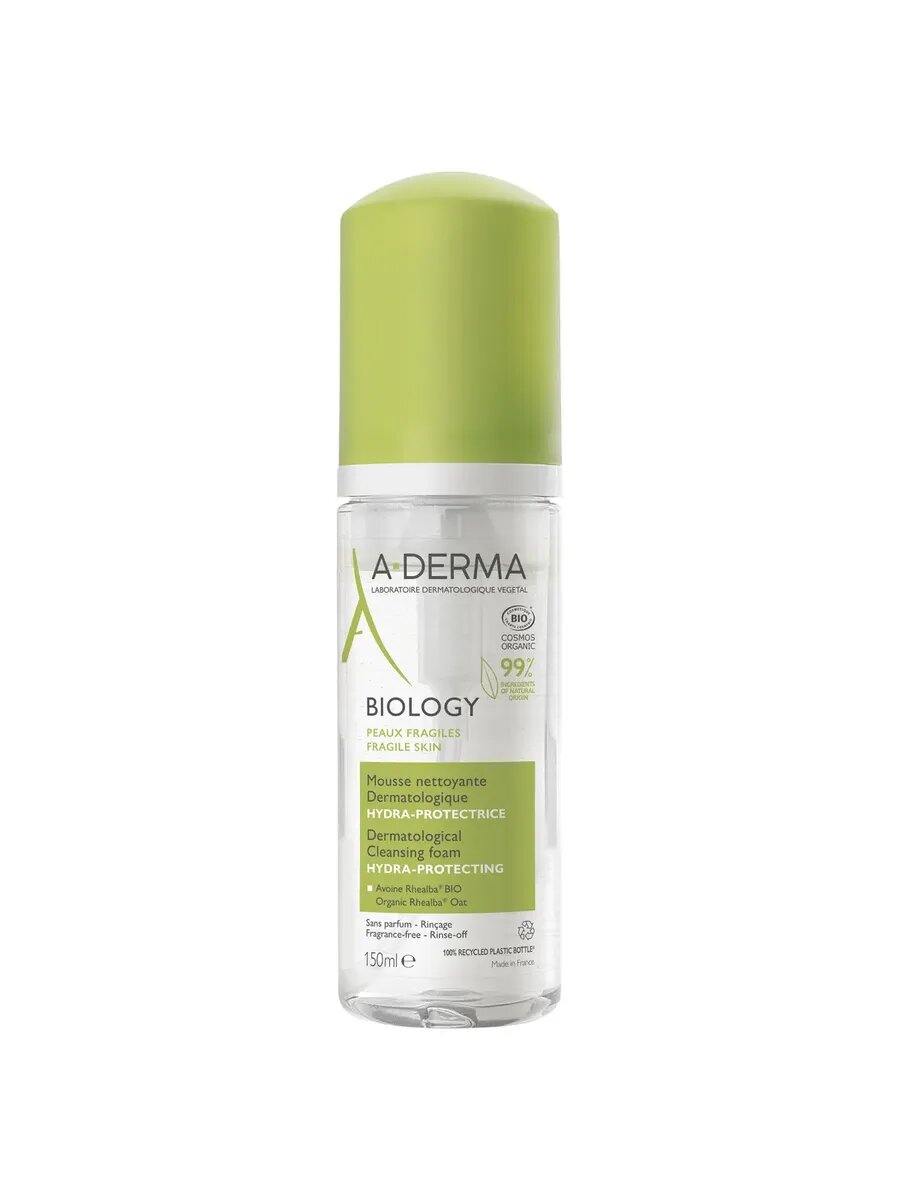 Очищающая пенка A-Derma Biology, для хрупкой кожи, гипоаллергенная, 150 мл