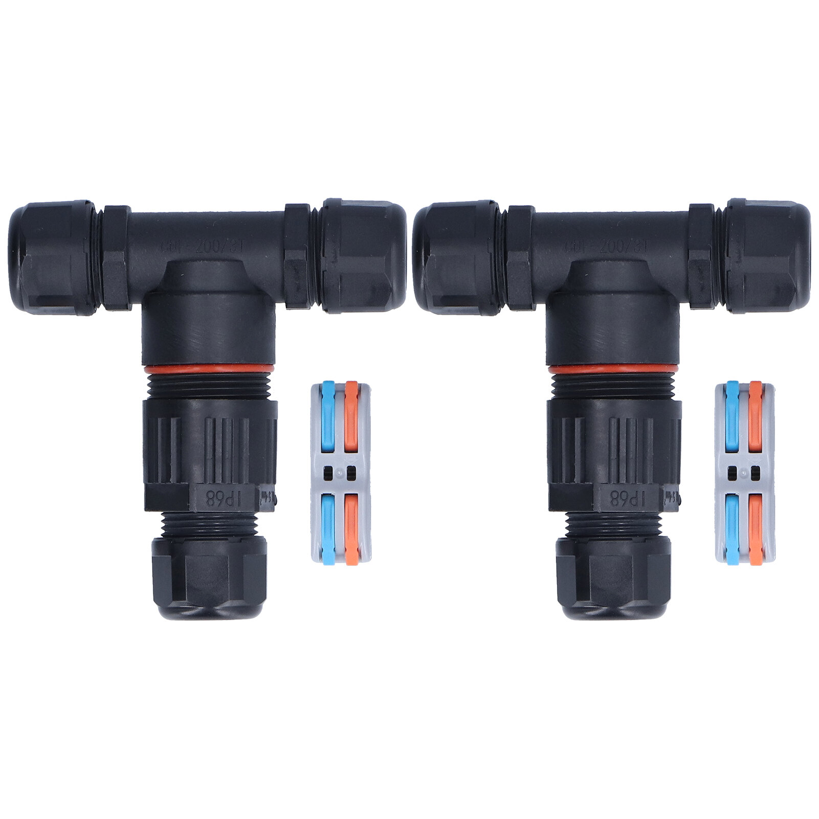 2pcs 3 -Way Box Box Водонепроницаемый шнур -шнур для формы T для наружных затоплений 2 в 2 выходе