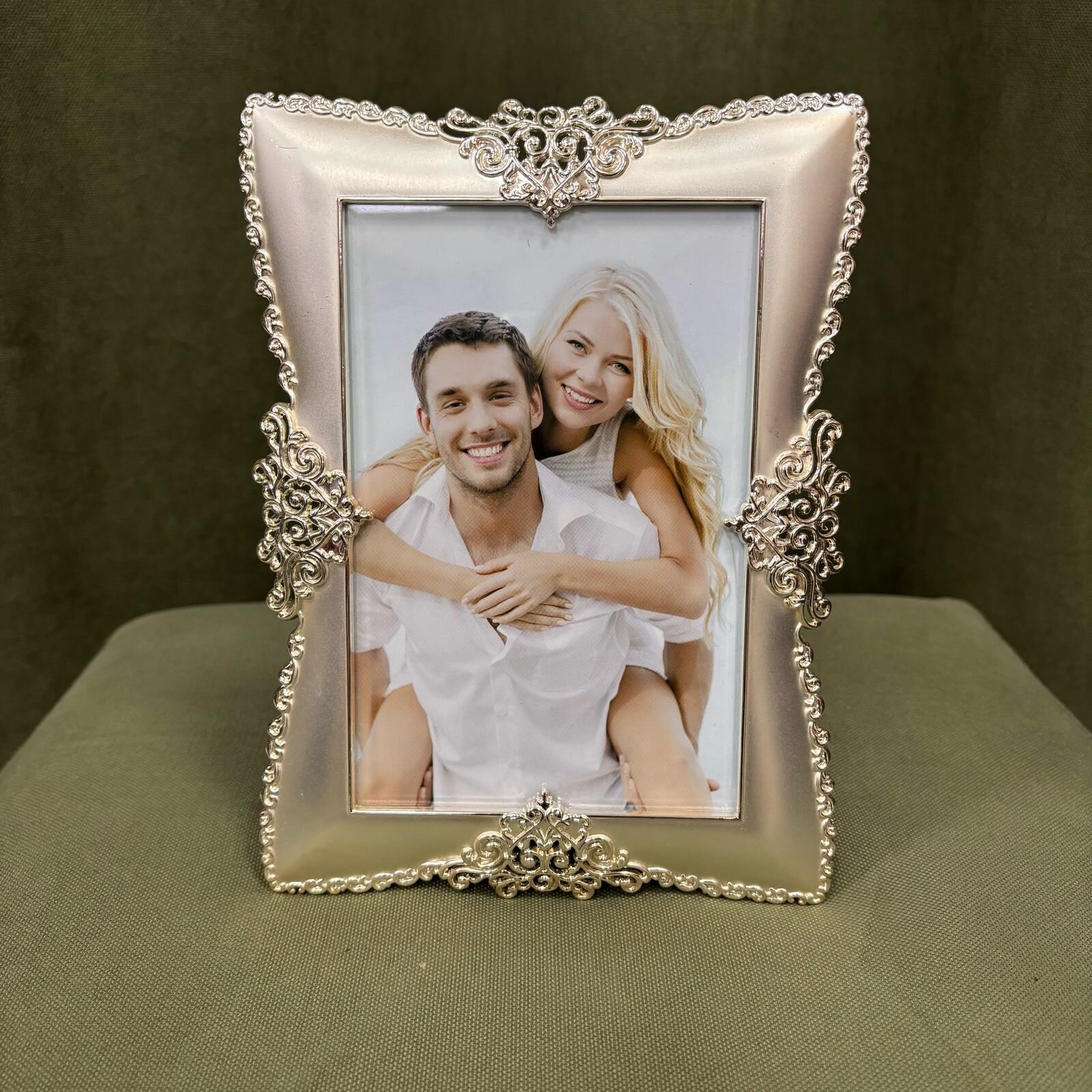 Фоторамка металлическая "Ажурная" 10*15 см серебристая 39694