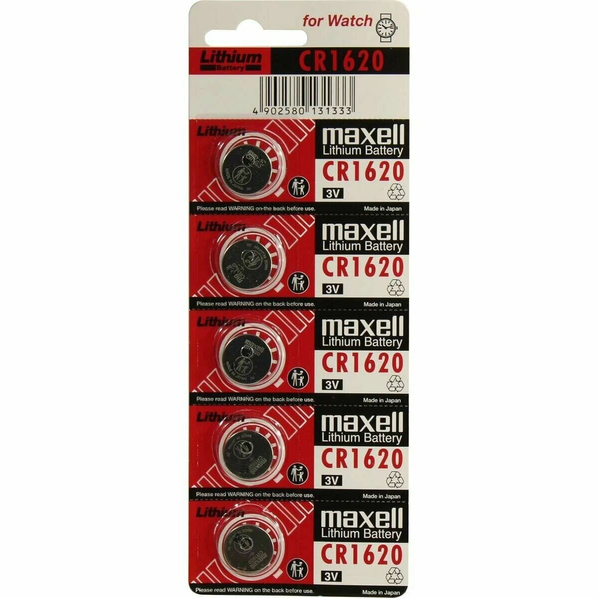 Батарейка (5шт) литиевая MAXELL CR1620 дисковая 3В (бл5)