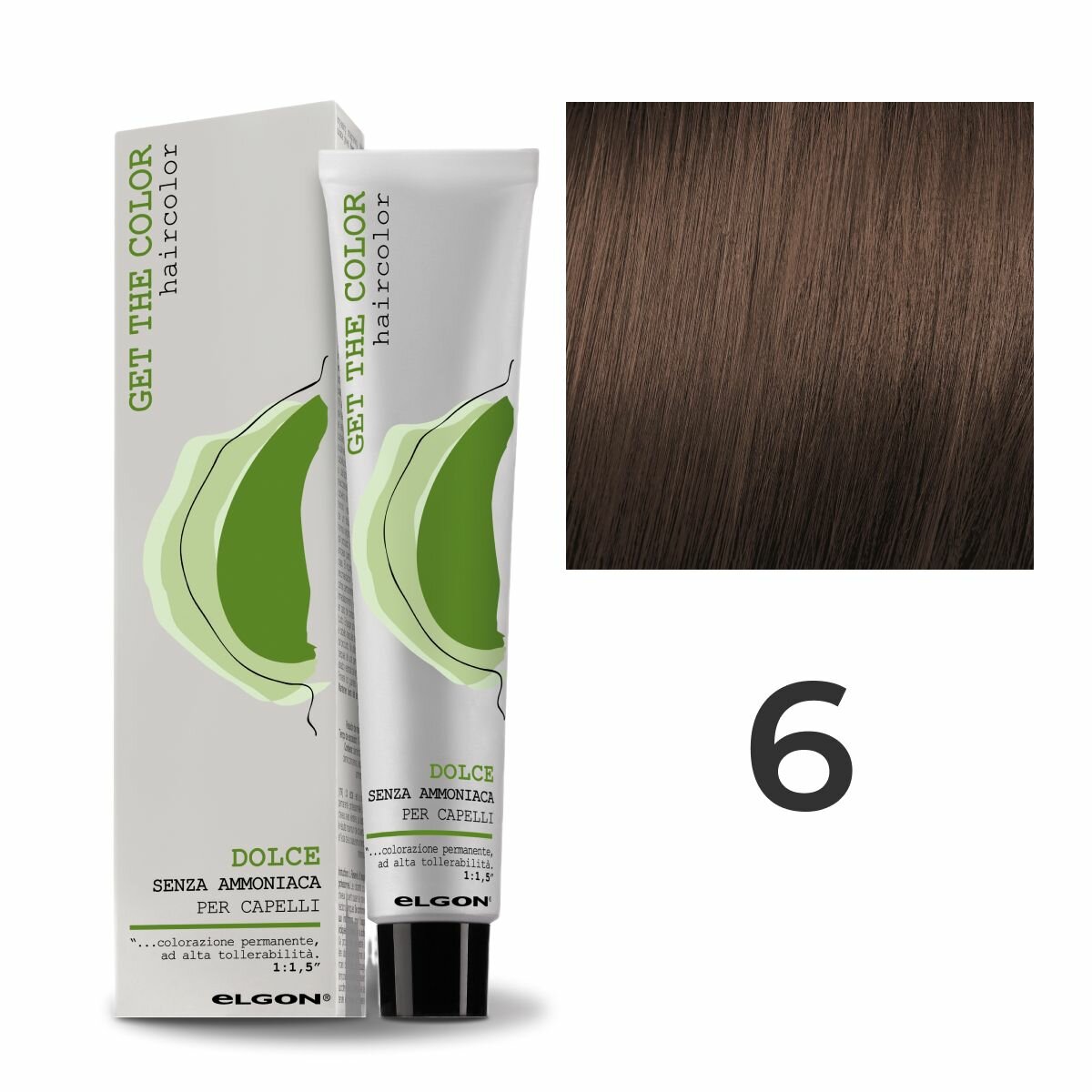 Крем - краска для волос профессиональная без аммиака Elgon Get the Color Dolce 6 Темный русый, 100 мл