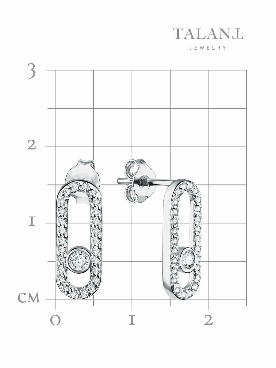 Серьги пусеты TALANT, серебро, 925 проба, родирование, Swarovski Zirconia, , серебро — фото 1