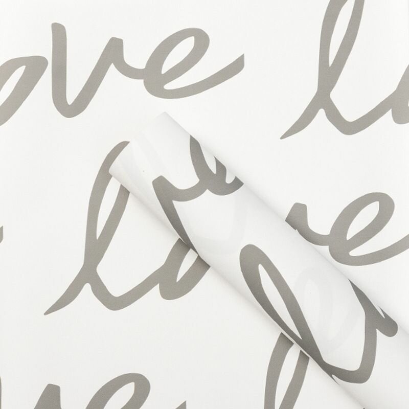 Пленка матовая для упаковки цветов, подарков "Любовь" 58х58 см - 20 шт. белый