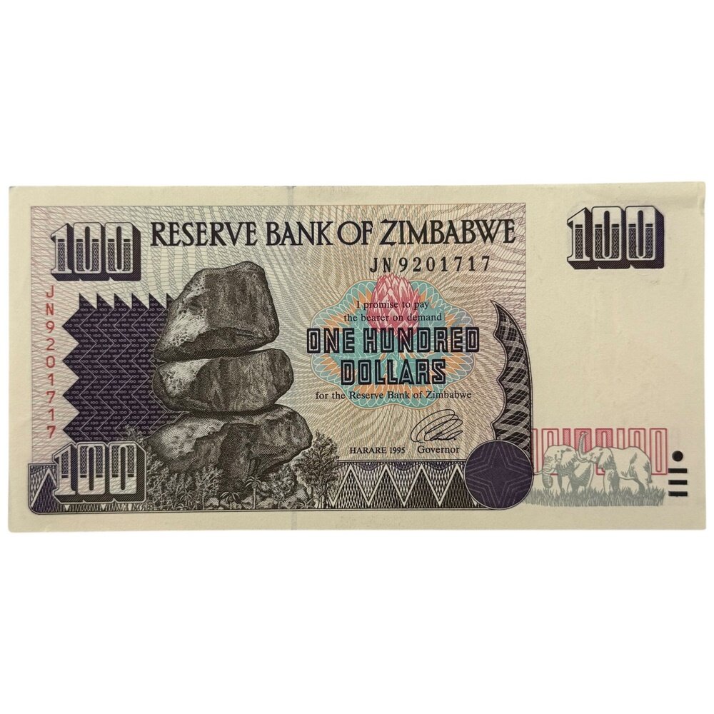 Зимбабве 100 долларов 1995 г. (Серия JN)