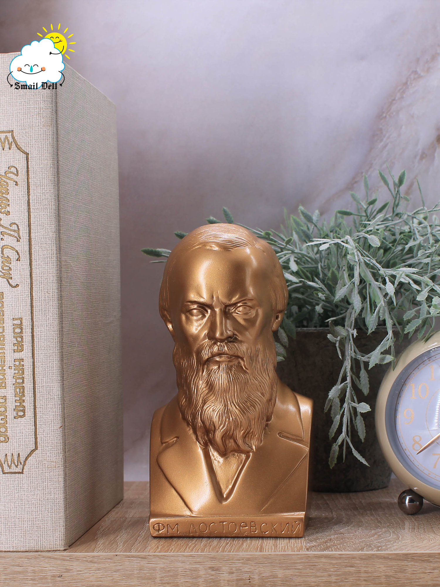 Статуэтка бюст Ф. М. Достоевский , гипс , 14 см , цвет тёмная бронза