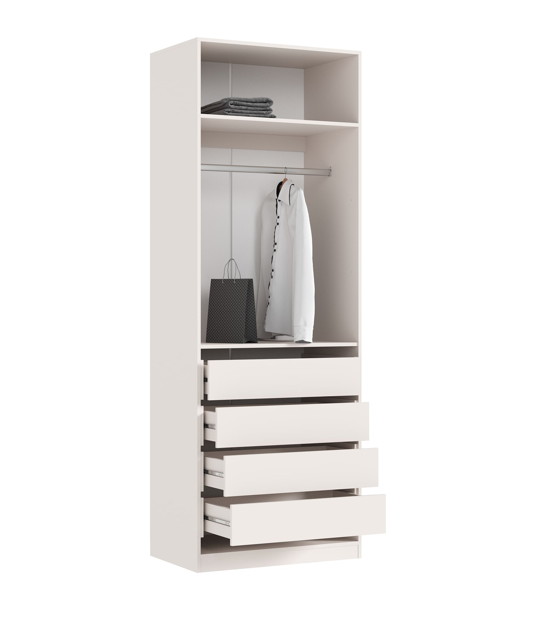 Гардеробная система Миф Ларго Шкаф (800) без фасада + 1 полка+ 4 ящика 800х2236х510мм , цвет Кашемир