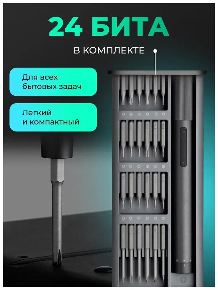Отвертка Xiaomi Mijia, 24 насадки, Li-Ion аккумулятор, для точных работ