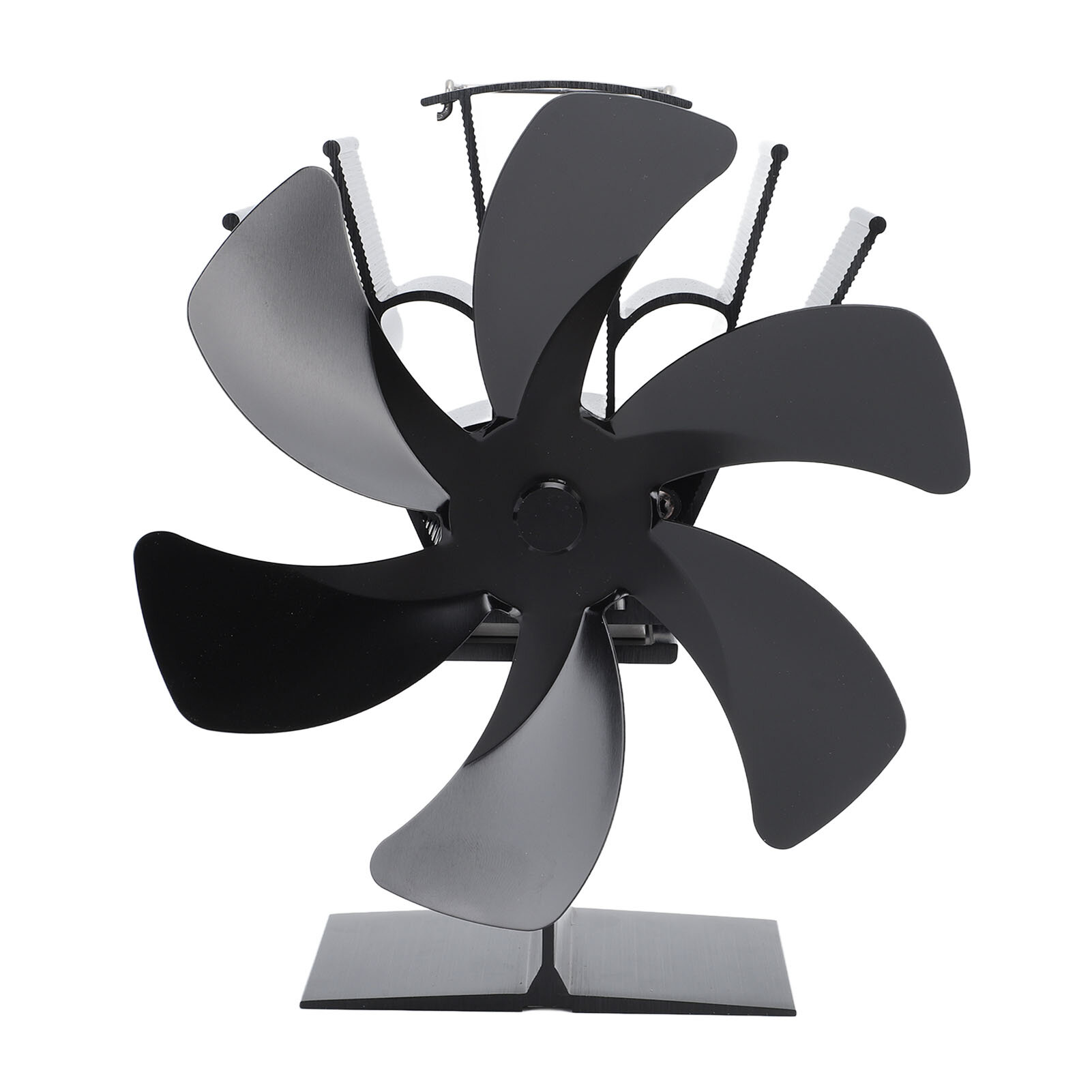 Вертикальный вентилятор для плиты, 6 лопастей, тепловой вентилятор, с тепловым приводом, быстрая теплая циркуляционная ручка, дизайн, верхний вентилятор для камина, черный