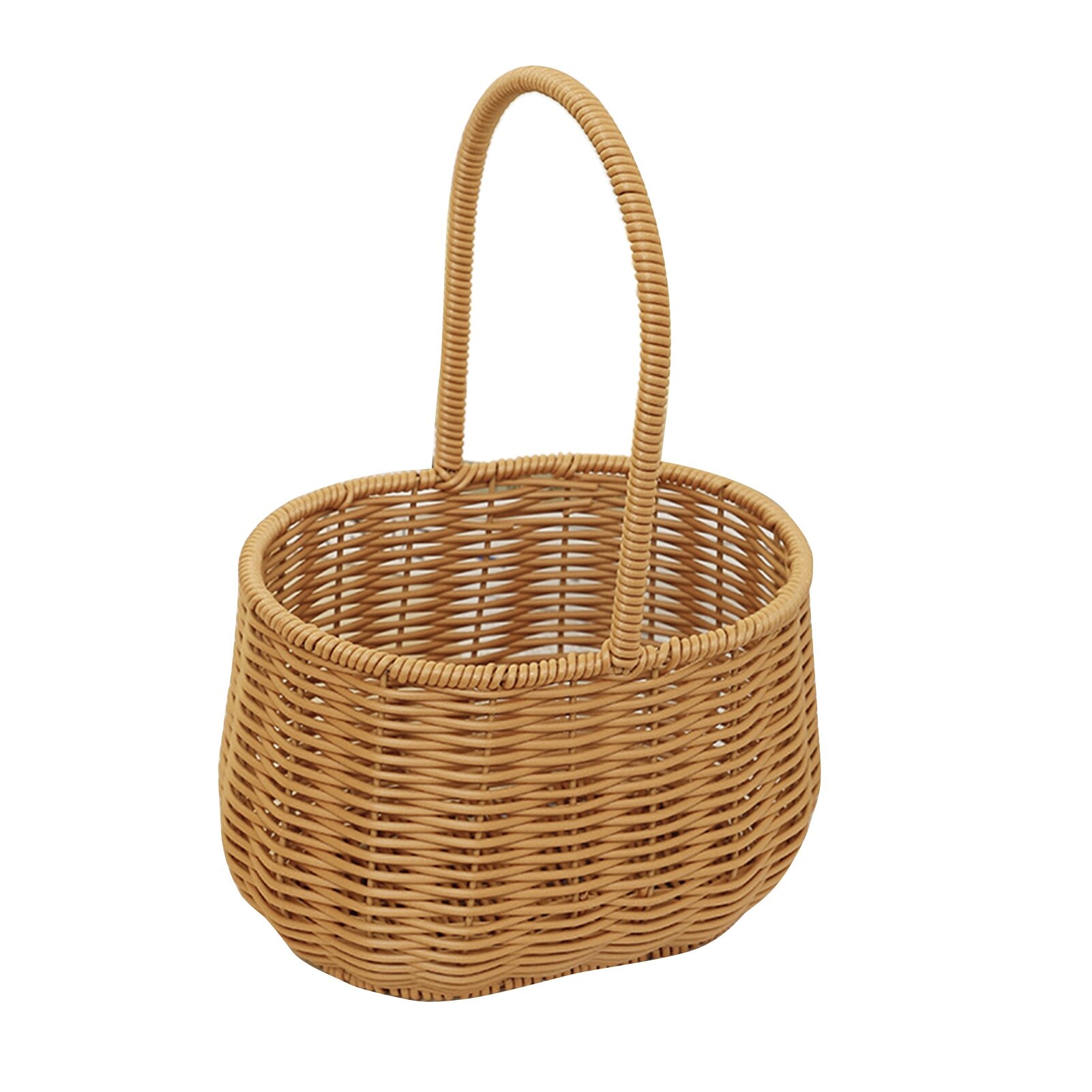 Портативная тканая корзина с ручкой PP Rattan Taven Hard для фруктов овощи подарки 19,5x15x29 см.