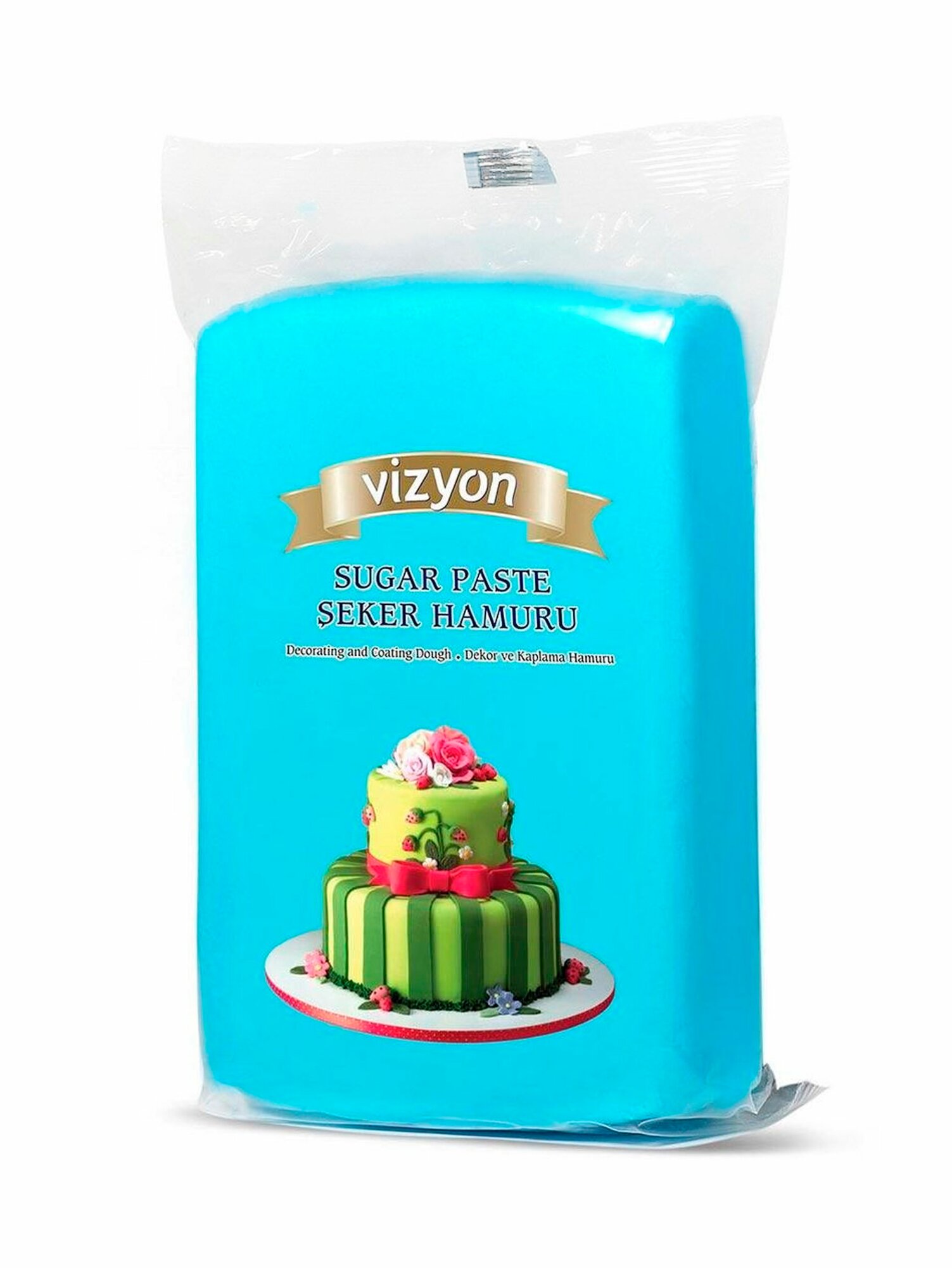 Мастика пластичная (голубая) для лепки, декора и обтяжки торта, "Vizyon", Sugar Paste, 500гр. Турция