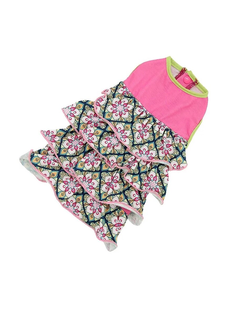 Платье для собак ForMyDogs с ярким цветочным принтом (№ 14 по спинке 30см девочка)