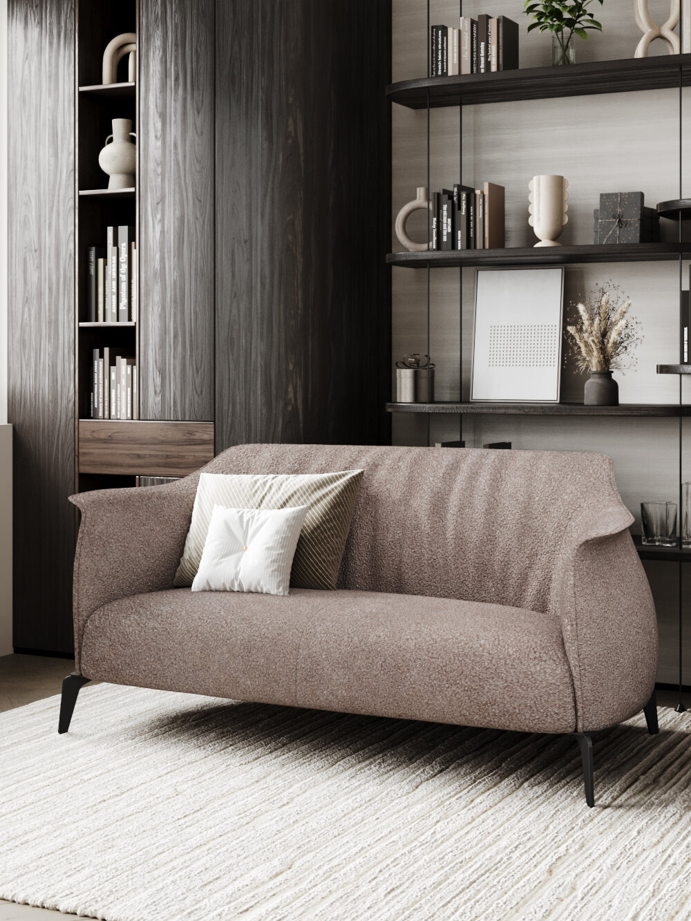 Диван дизайнерский BELLO, букле цвет BRAVO COCOA 144х63х79 см