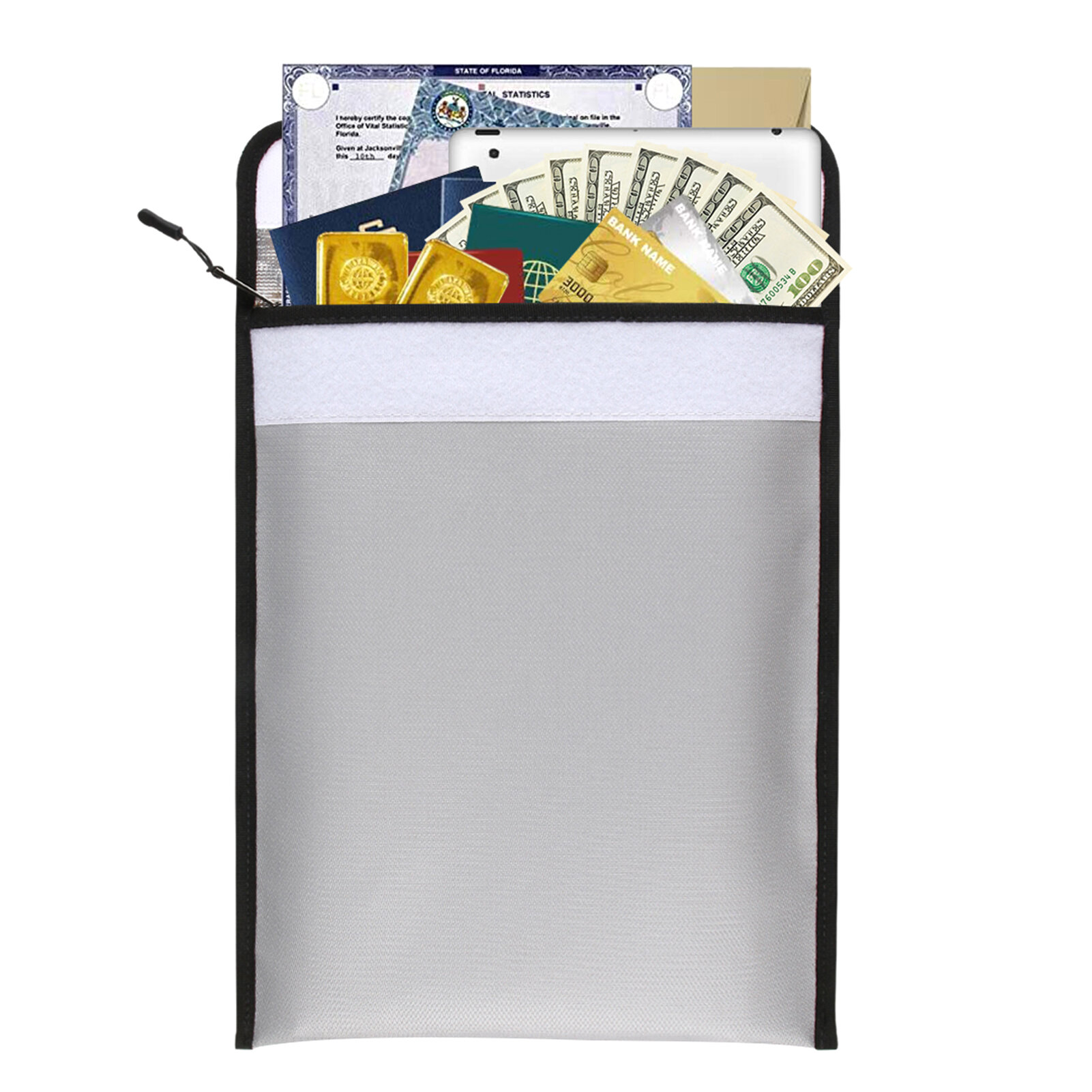 Огнестойкий мешок для документов 13,4 x 10,8 дюйма, водонепроницаемый держатель для денег, безопасный чехол с застежкой-молнией для хранения денег, ювелирных изделий, паспортов и ценностей