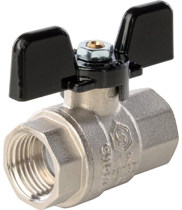 Кран латунный шаровой полнопроходной 1/2" ВР-ВР (ручка бабочка) Stout SVB-0002-200015