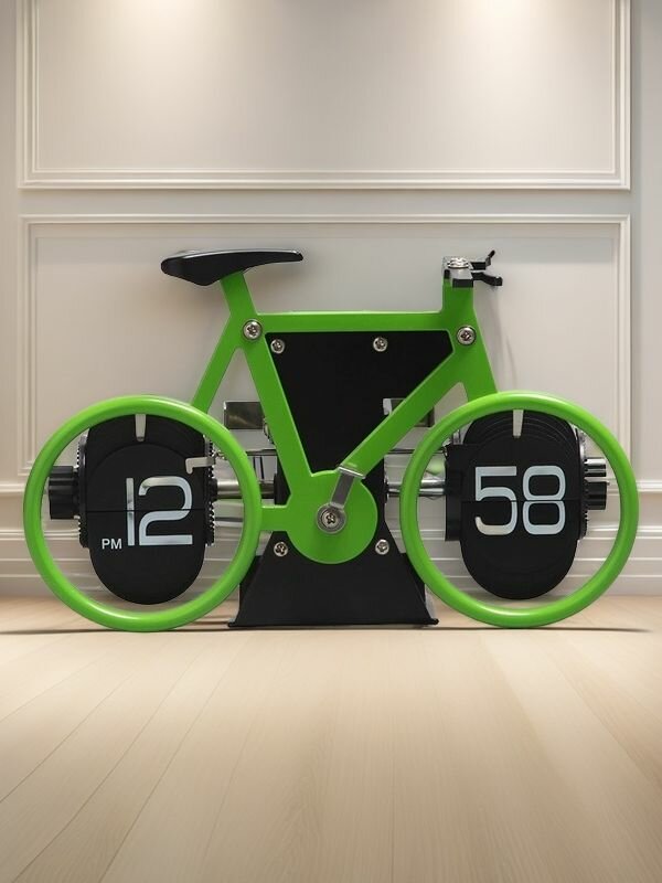 Классические перекидные часы Flip-clock Велосипед внешний вид (Новый / Зеленый)