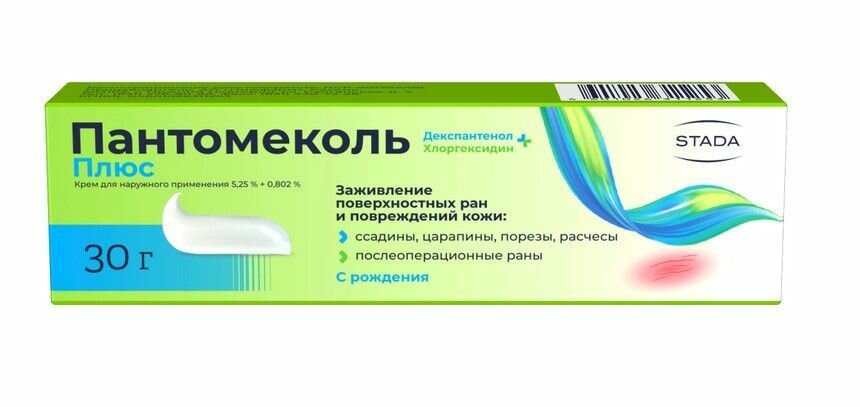 Пантомеколь Плюс, крем 5,25 % +0,802 %, 30 г