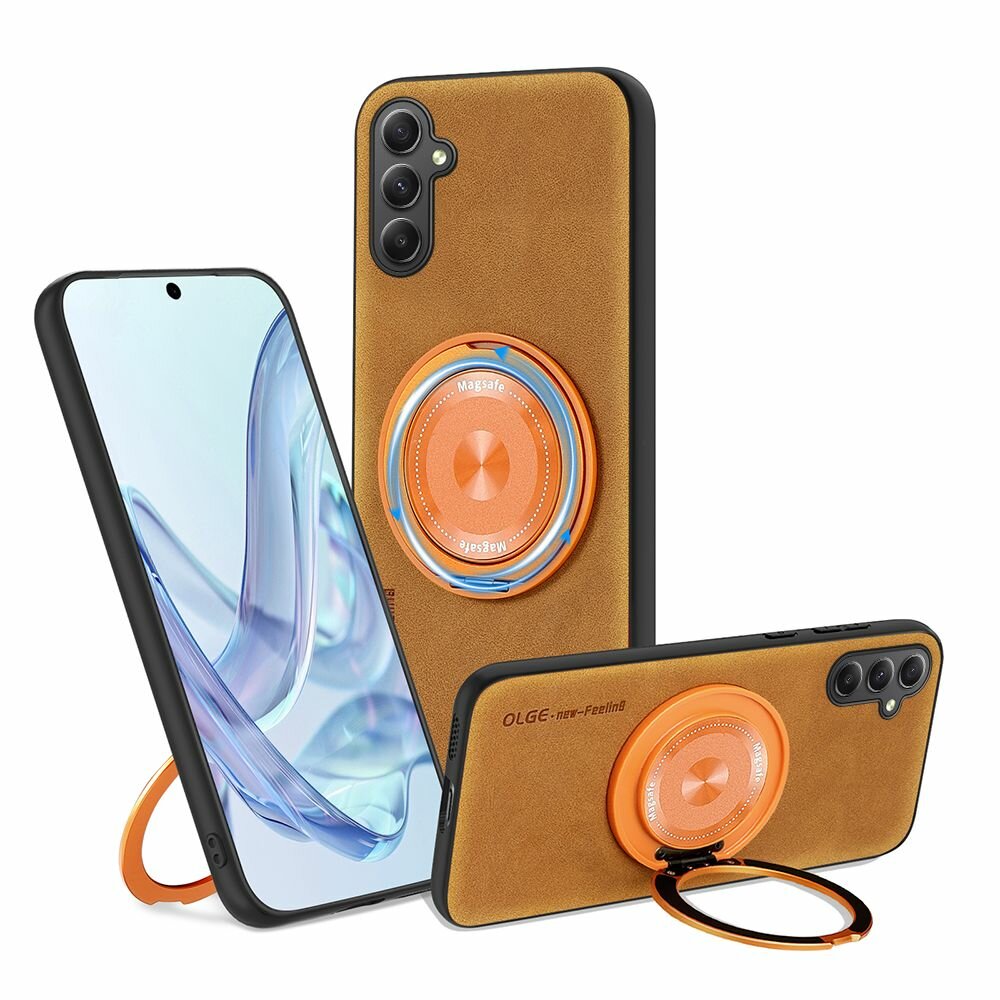 Чехол на Самсунг Галакси A35 5G с поддержкой MagSafe/ магсейф для Samsung Galaxy A35 5G для использования магнитных аксессуаров, противоударный, вращающееся на 360металлическое кольцо