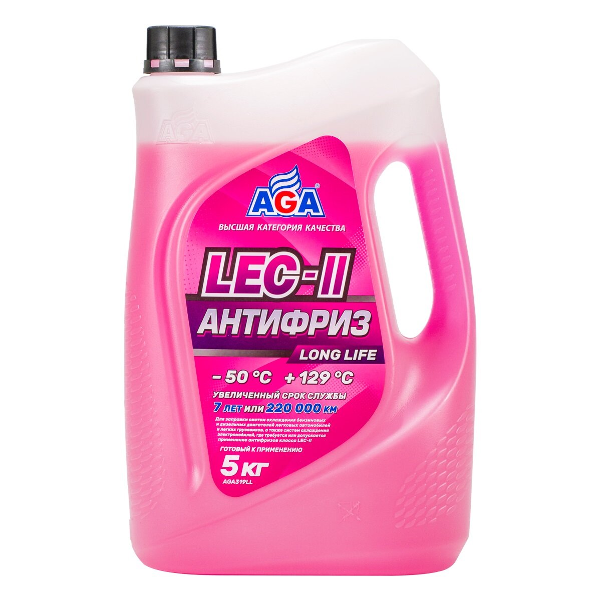 Антифриз AGA LEC-II LONG LIFE, розовый, -50С, (5кг) AGA319LL