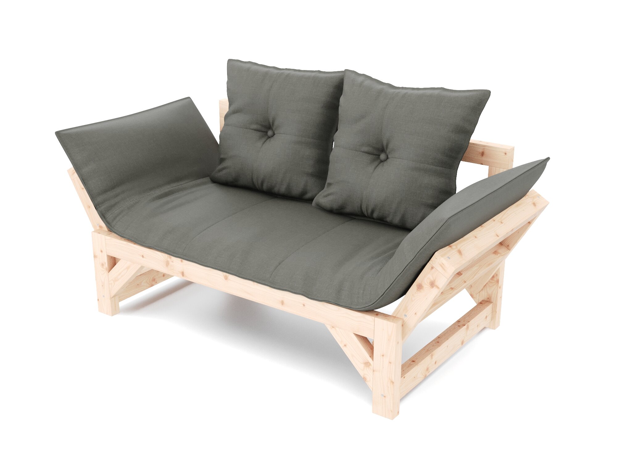 Кушетка Arsko Крокет, раскладная, темные серые подлокотники, массив дерева