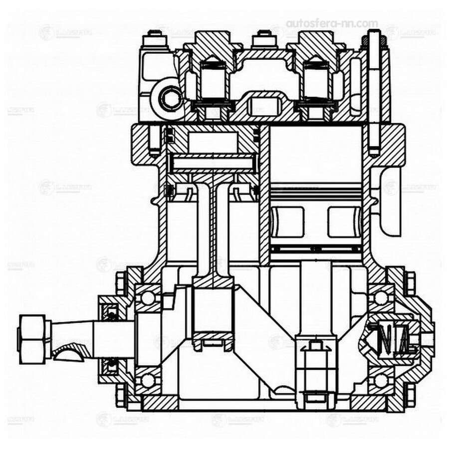 LUZAR LAC0301 Компрессор ПАЗ, ЗИЛ дв ЗИЛ (210л/мин,2 цил, без шкива, под AP11) (LUZAR)