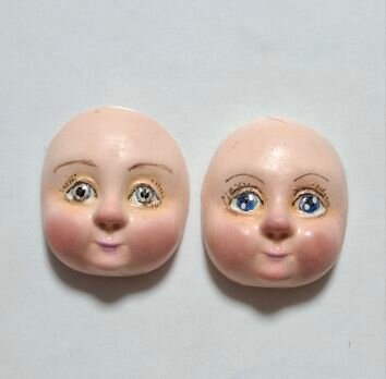 Набор лиц - 2 шт, для ватной игрушки, раскрашенные, ручная работа
