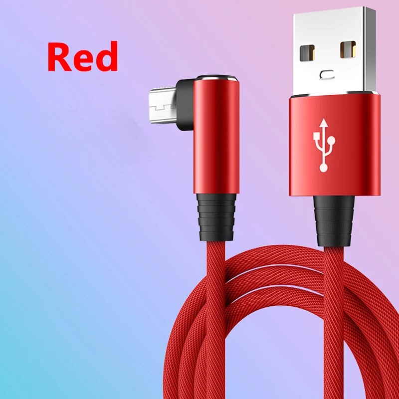 Micro USB кабель 1.5м красный с угловым разъемом