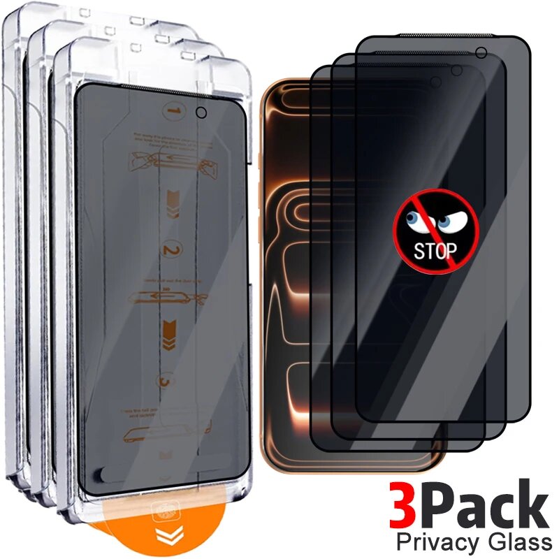 3 шт. Защитное стекло для iPhone 17 ProMax, Privacy Glass