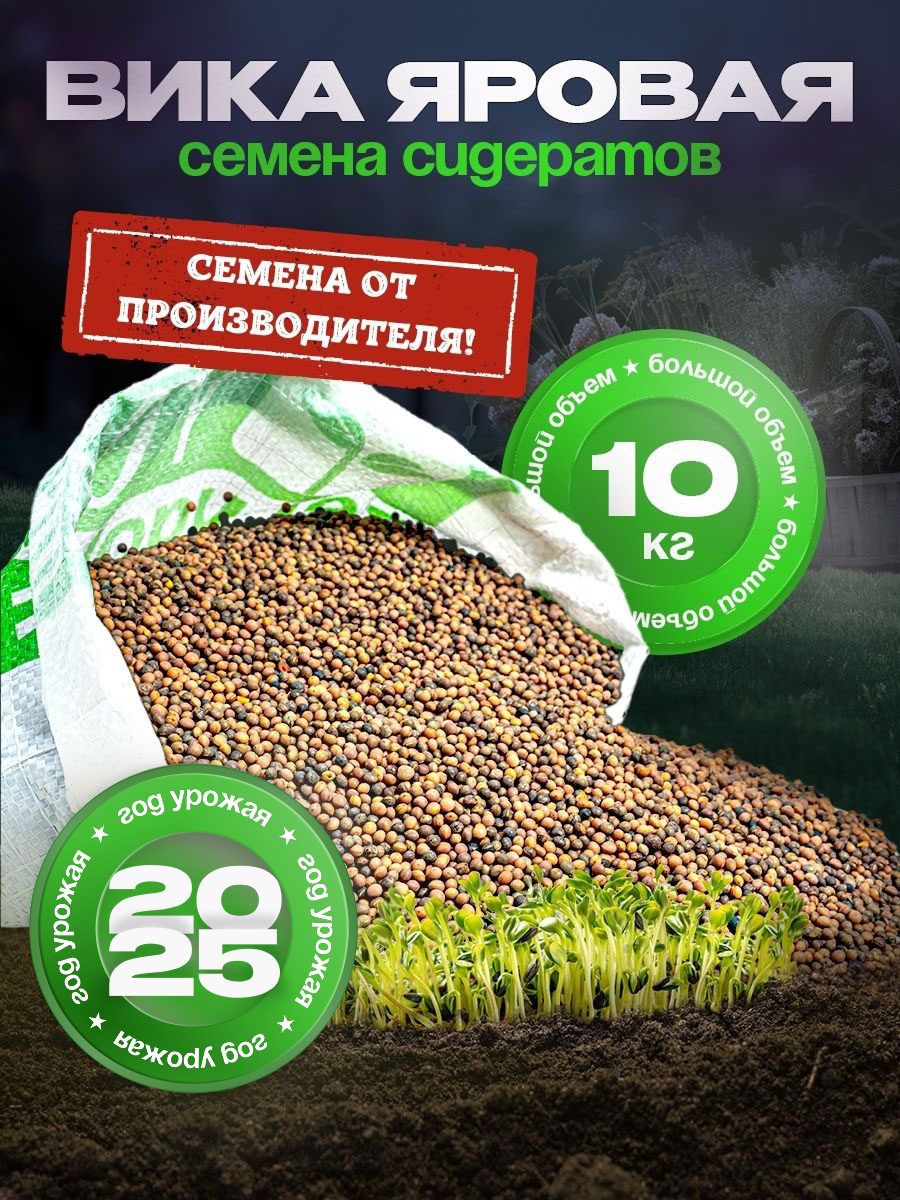 Семена Зелёный Уголок Вика Яровая 10 кг, сидераты для огорода