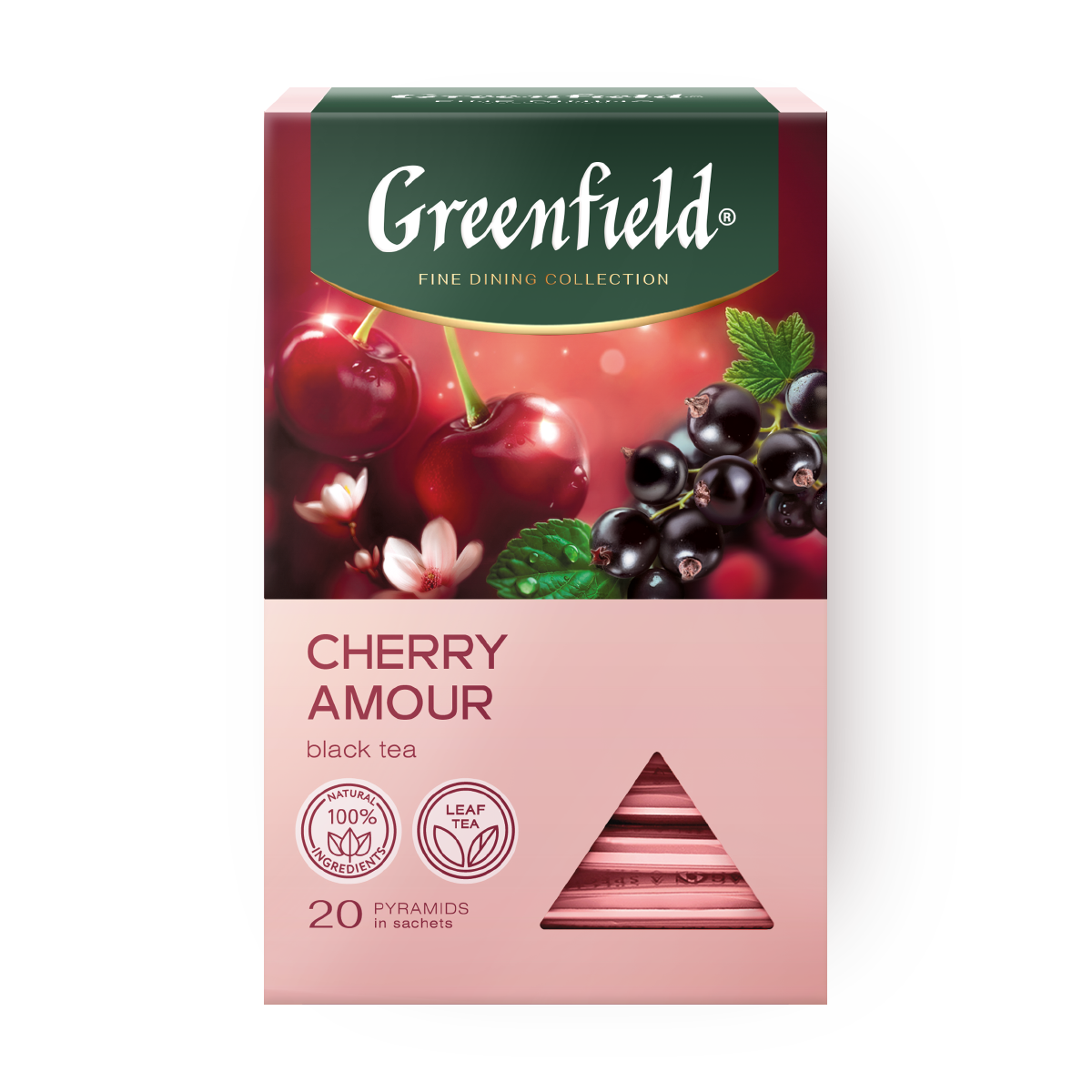 Чай Greenfield Cherry Amour, черный, в пирамидках, картонная упаковка, 20 шт