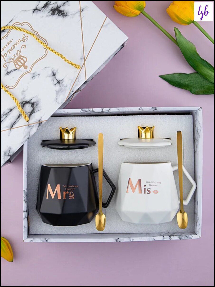 Набор кружек DB Homme "Mr and Misses", парные, керамика, 330мл