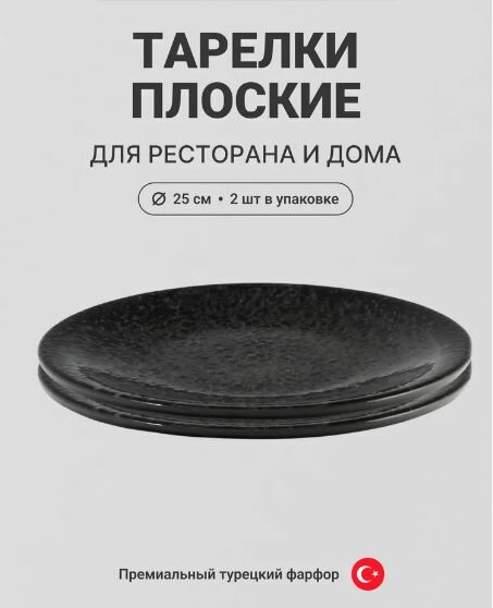 Набор тарелок 25см 2шт Kutahya Porselen Magnetit, плоские, без бортов