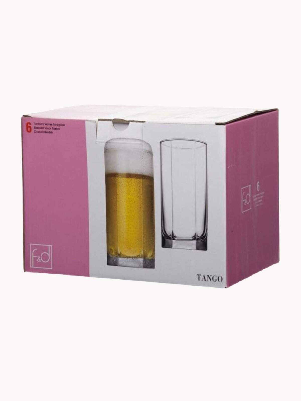 Стаканы высокие 440 мл, набор 6 шт, F&D. Pasabahce, стеклянные