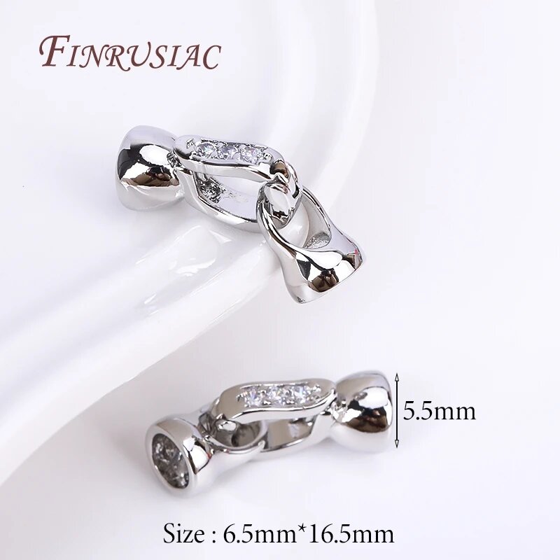 Позолоченные замки для браслетов FINRUSIAC, 2 штуки Серебряный, 1 piece, Rhodium Plated