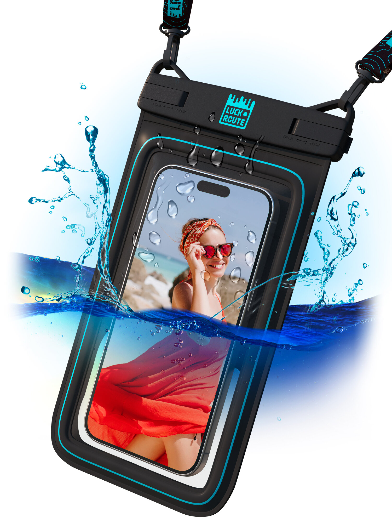 Водонепроницаемый чехол для телефона на шею плавающий IPX8, черный