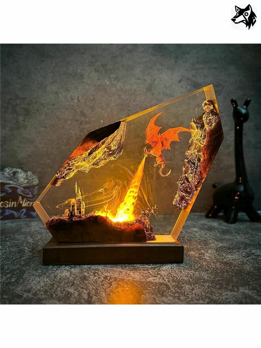 3D светильник Дракон из эпоксидной смолы , Ночник с USB