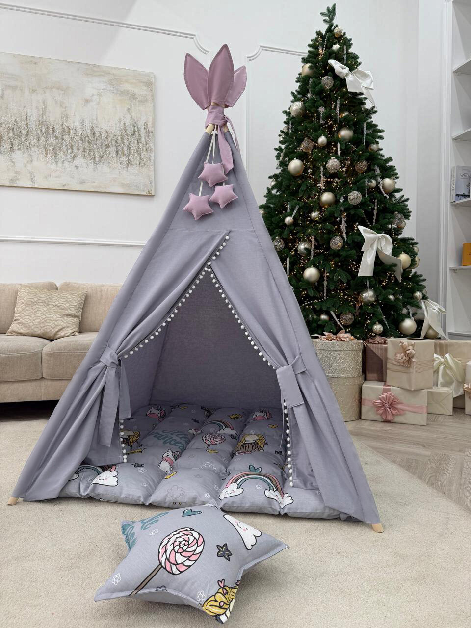 Детский вигвам Sweet Home for Kids "Литл Пони", 100% хлопок, серый/розовый