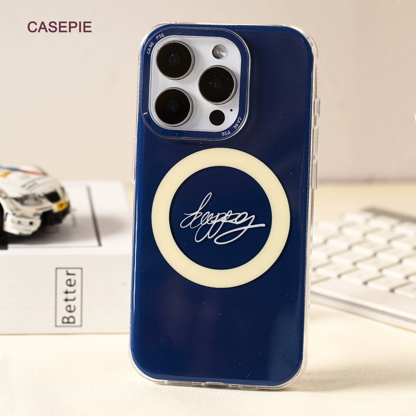 CASEPIE Магнитный полный чехол для iPhone 16 Pro, глубокий синий, премиальный дизайн