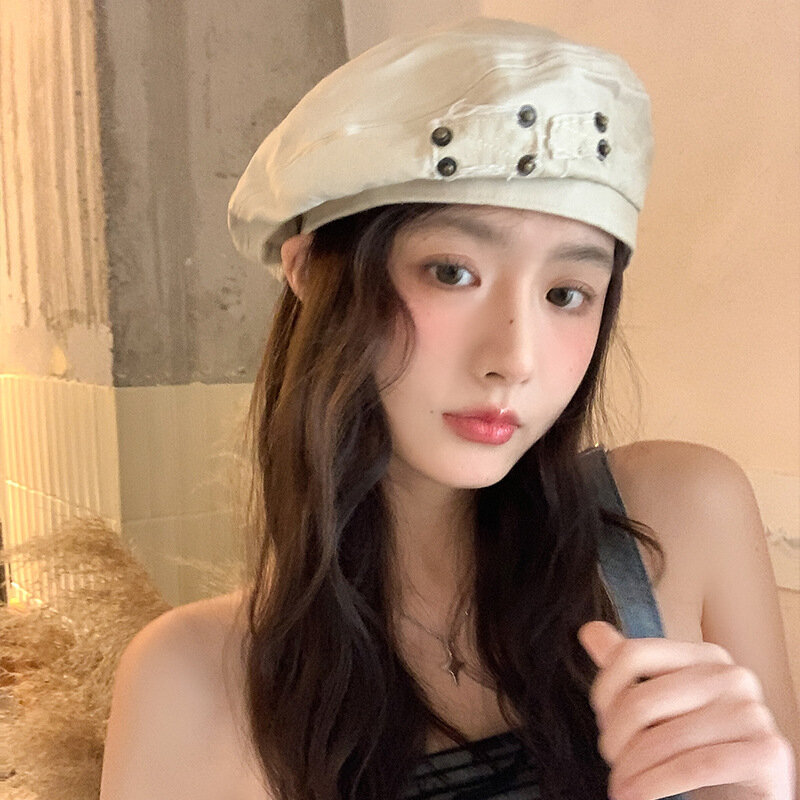 Женский весенне-летний берет в стиле ретро, универсальная японская шляпа художника с маленьким бутоном, открывающая лицо, шляпа с большой окружностью головы в корейском стиле