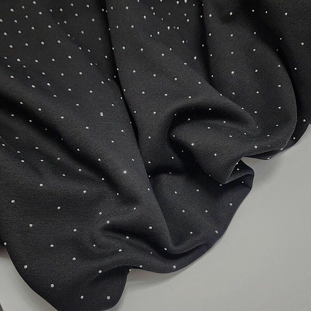 Ткань Футер барашек со стразами, цвет черный, 150*180см