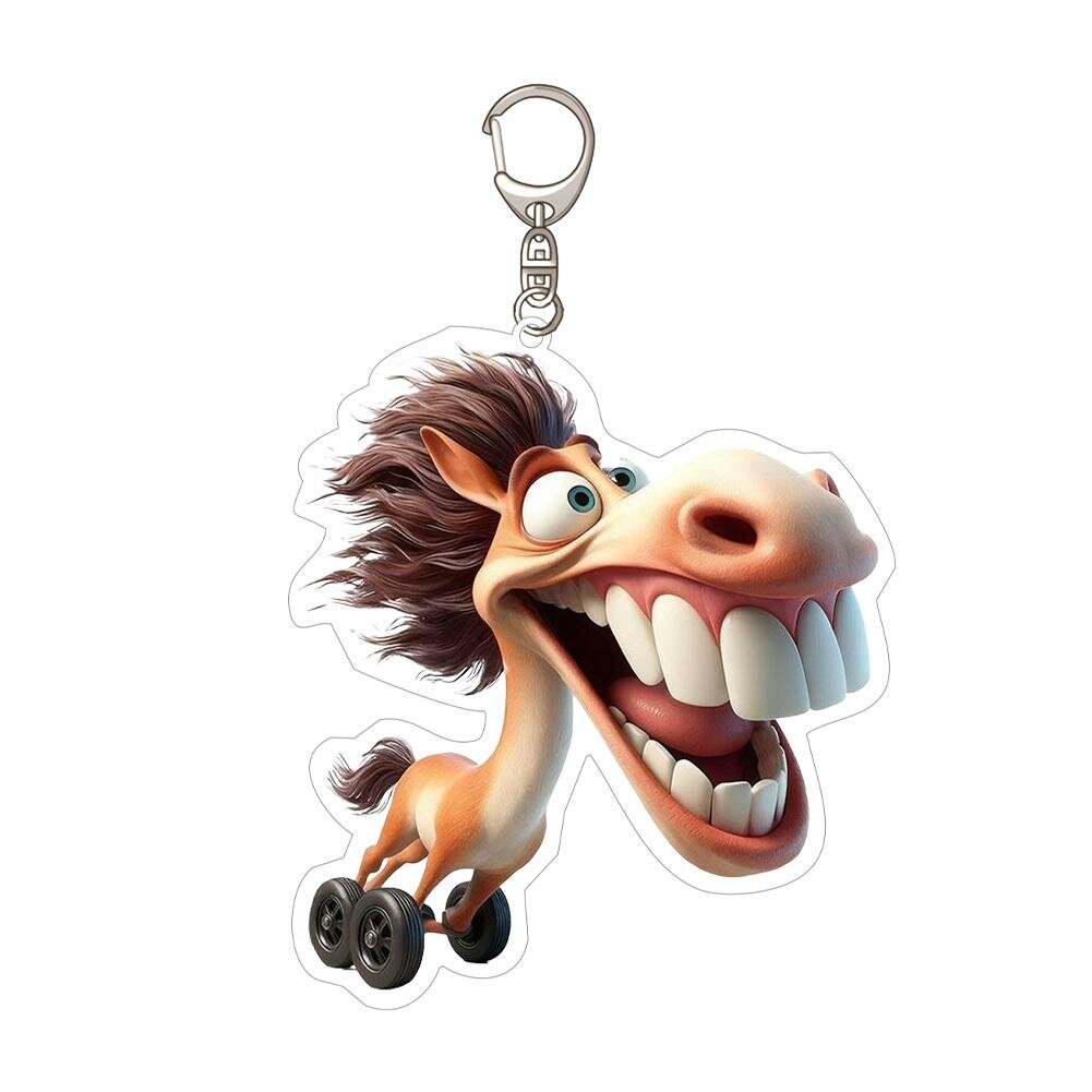 Подвеска в виде лошади с большим ртом, брелок для ключей