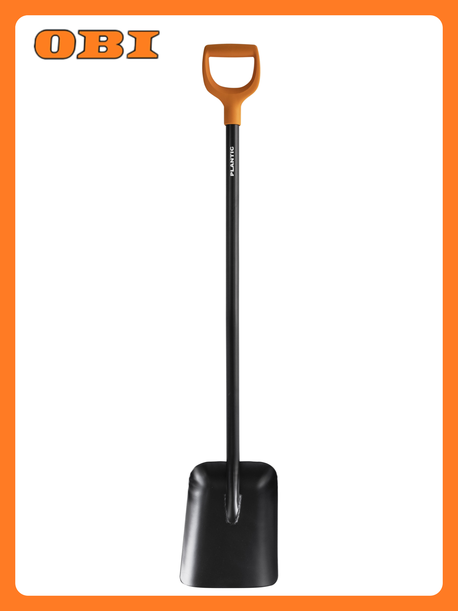 Лопата Plantic Terra, совковая, с черенком, борсодержащая сталь, 127см, черная