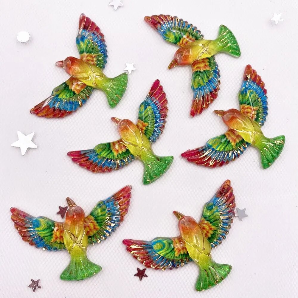 Новые блестящие красочные птицы с плоской задней частью и стразами, аппликации, сделай сам, 1 отверстие из бисера, свадебное украшение, домашнее ремесло, Рождественский подарок OD01