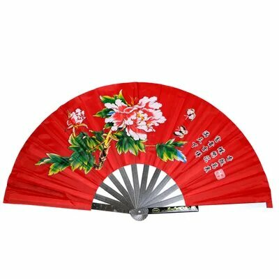 Складной металлический веер Дракон Феникс Красный, 13