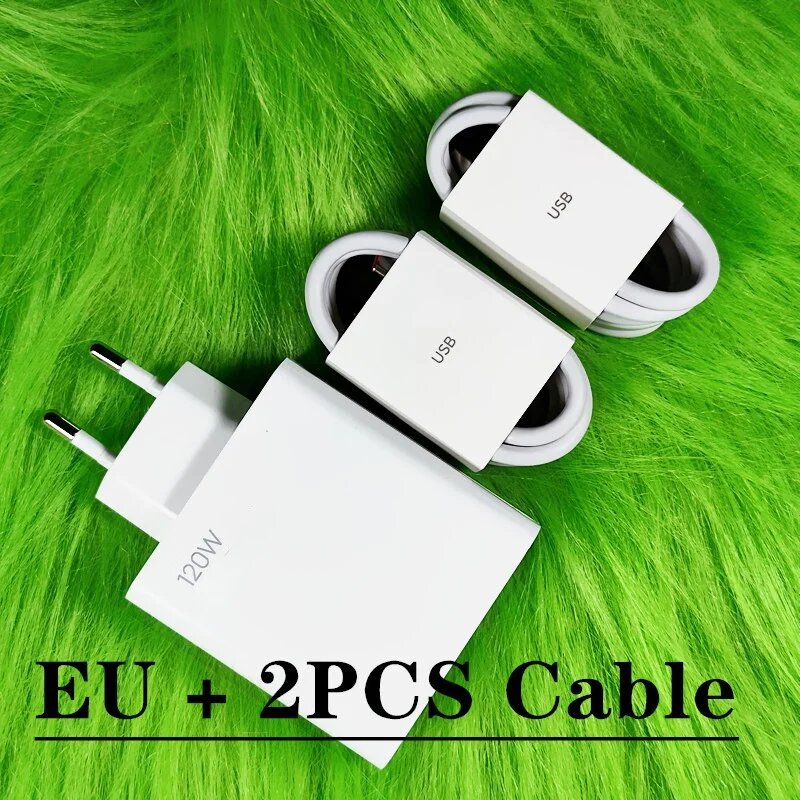 Зарядное устройство Xiaomi 120 Вт, быстрая зарядка, для Xiaomi 10, Redmi K30 EU 2PCS 1M cable