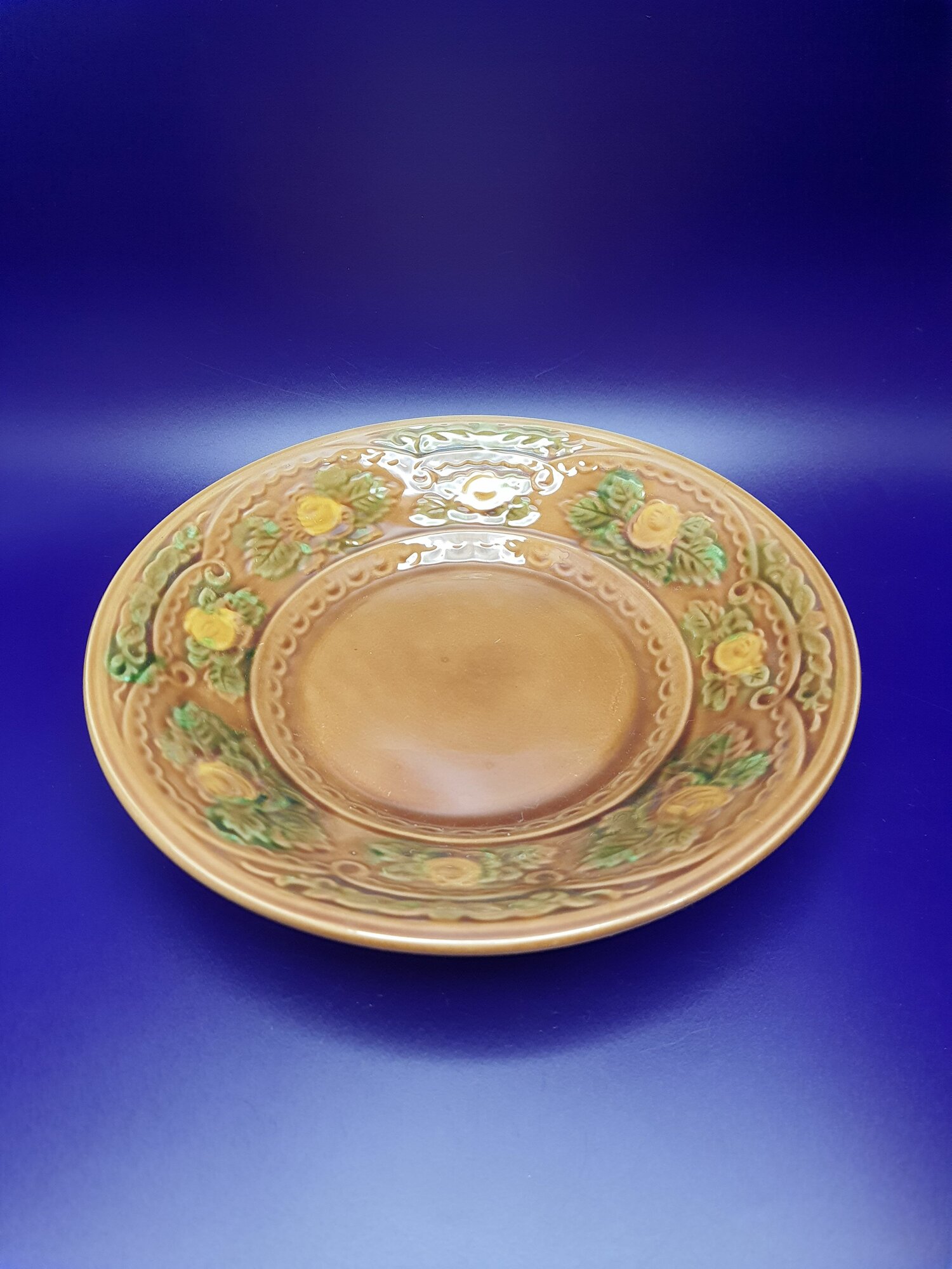 Блюдо сервировочное обливная керамика, 25 см, ЗиК, СССР, 70-80е.