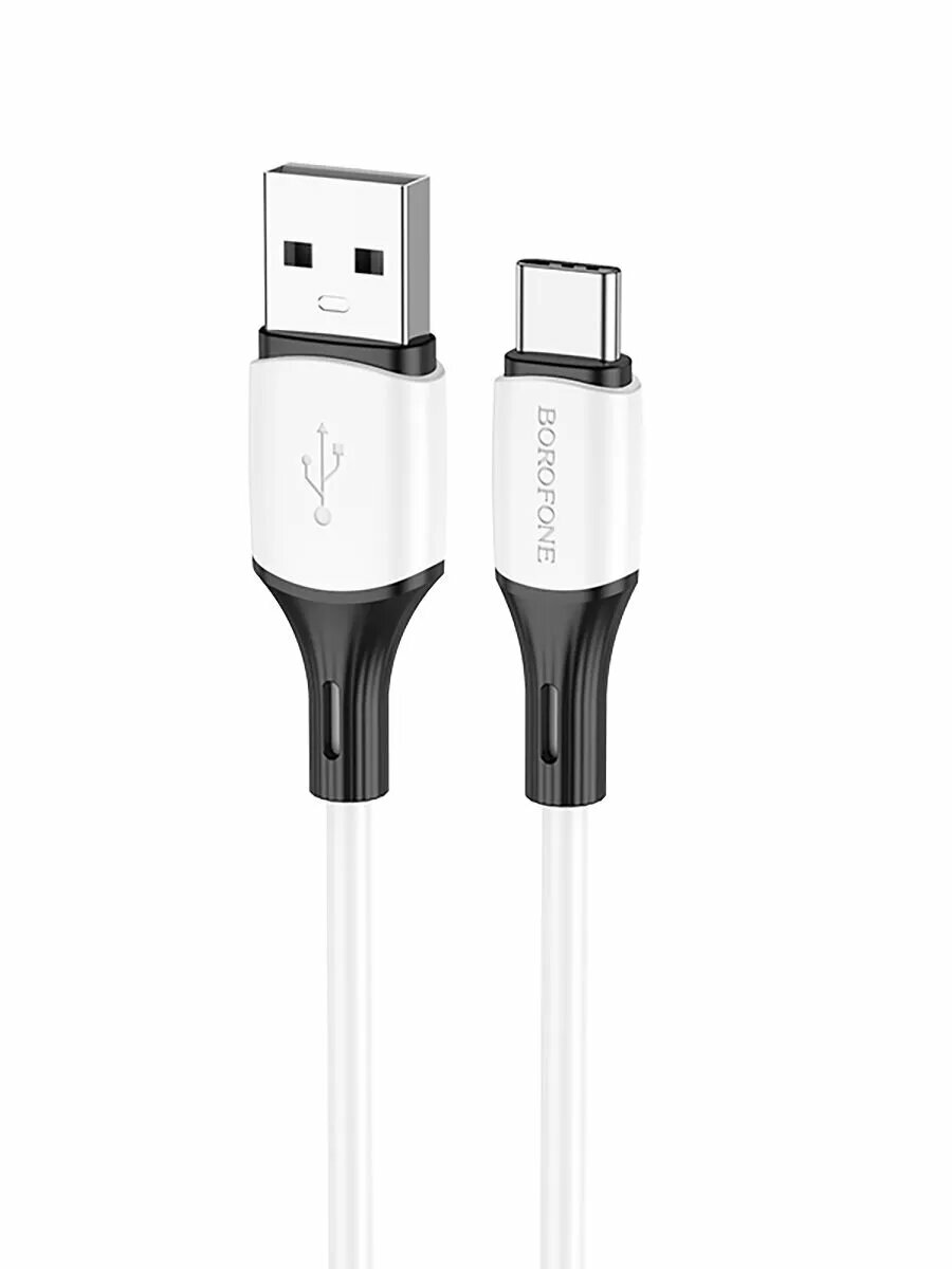 Кабель Borofone BX79 USB to Type-C силиконовый, 3А, 1 метр, белый / провод для зарядки Android