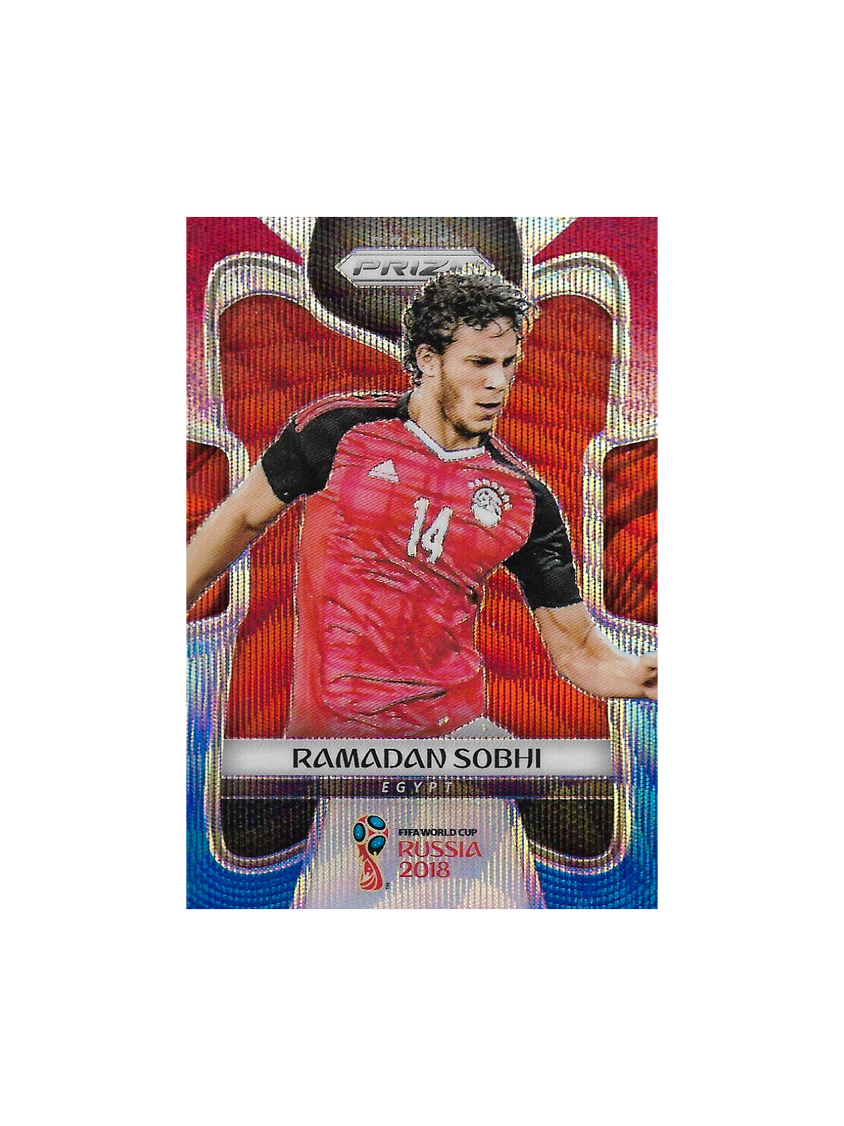 Коллекционная карточка Panini Prizm FIFA World Cup Russia 2018: #60 Ramadan Sobhi - Red Blue Wave