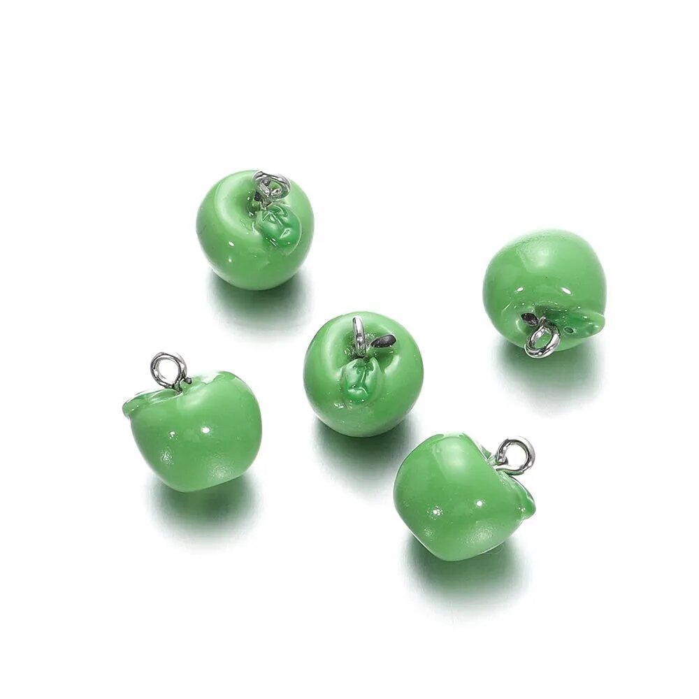 Кулон Подвеска, смола, Форма плода, для бижутерии сережек,13*14мм,5 шт, стиль Яблоко