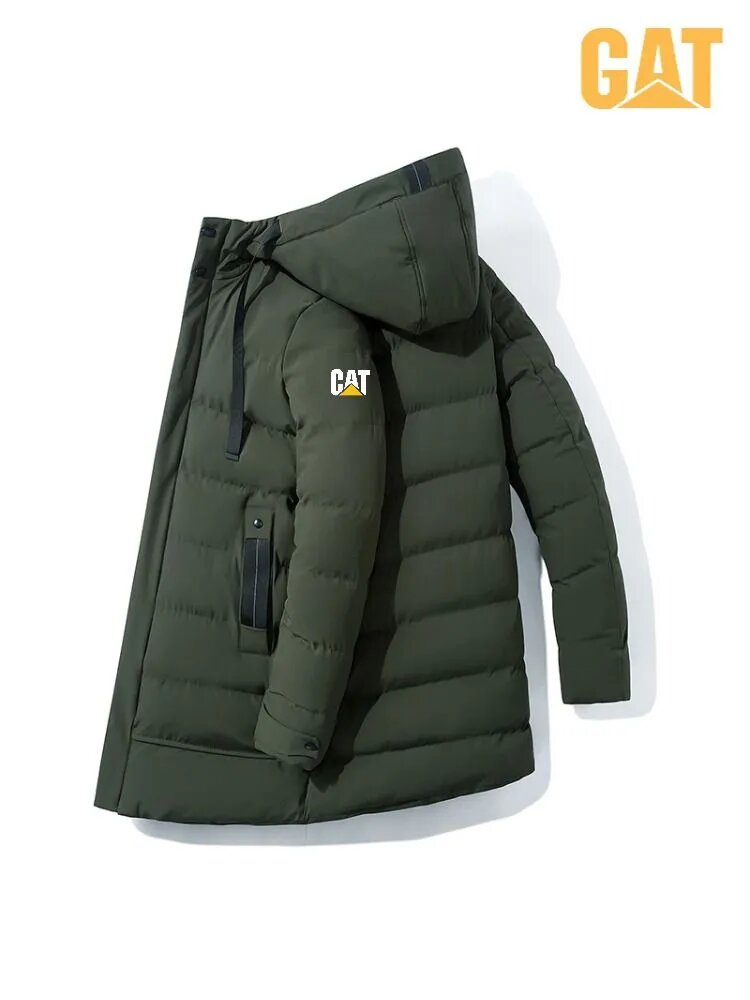 Пуховик Caterpillar Пуховик Зимний Утепленный Мужской: Длинная Парка с Капюшоном, Ветрозащитная Куртка для Активного Отдыха
